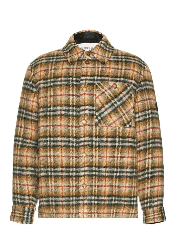 Burberry Overshirt In Brown - Beige Check
