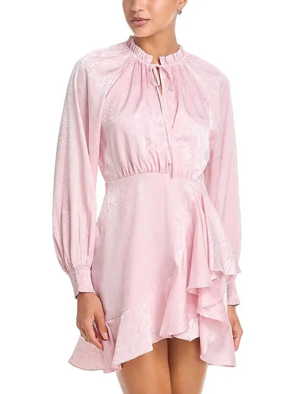 Aqua Ruffled Faux Wrap Dress - Blush