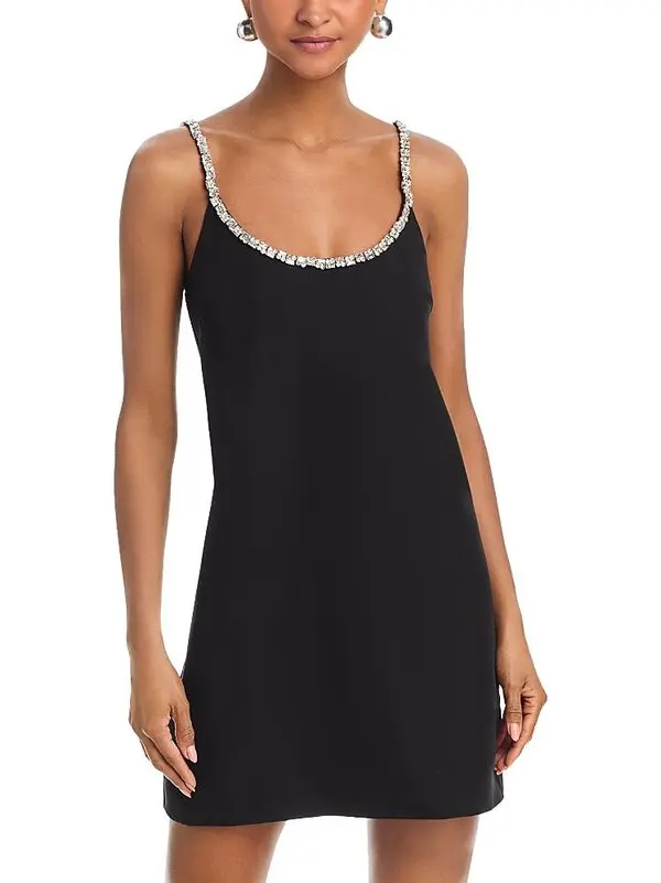 Aqua Crystal Trim Shift Dress - Black