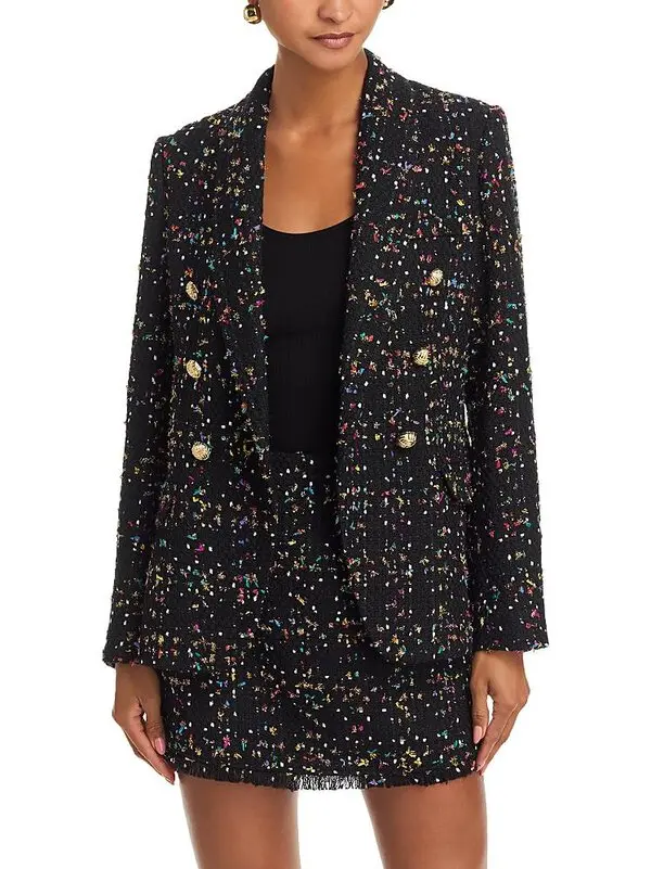 Aqua Rainbow Tweed Cutaway Blazer - Black Multi