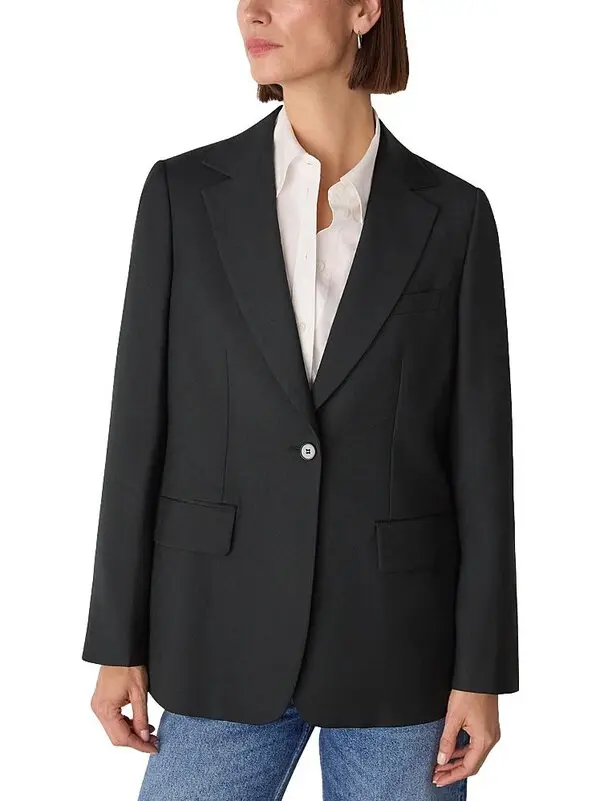 Whistles Single Breasted Wool Blend Blazer - Black
