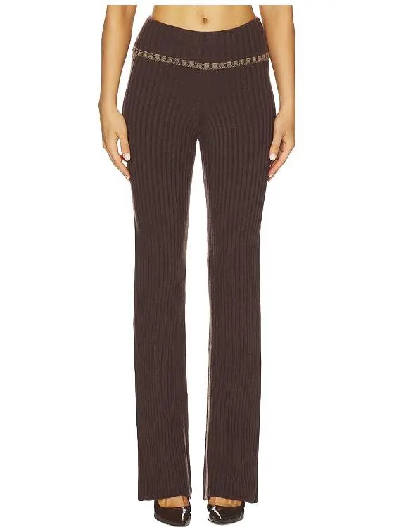 LOVERS AND FRIENDS Tila Rib Knit Pants - Brown & Tan
