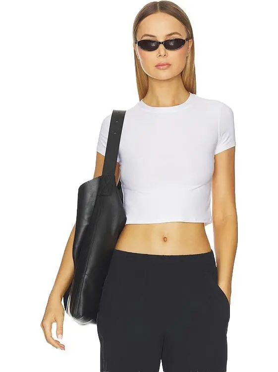 Beyond Yoga Featherweight Cropped Tee - Cloud White