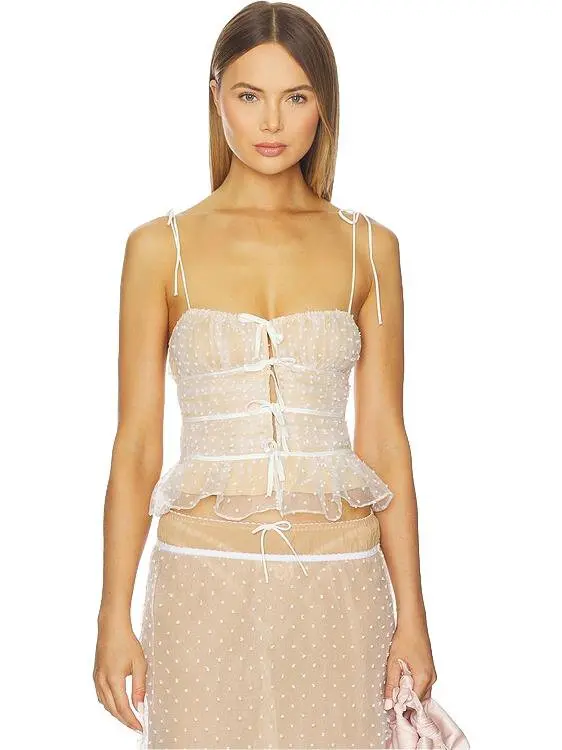 For Love & Lemons Devon Dot Bustier - White