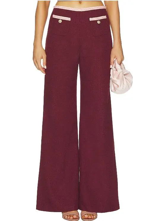 Amanda Uprichard Windsor Pant - Wine & Baby Pink