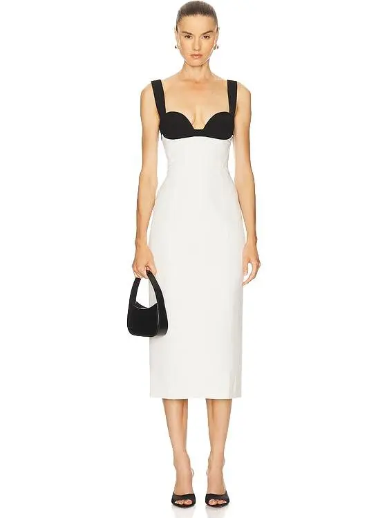 CAMILA COELHO Evangelina Midi Dress - Black & White