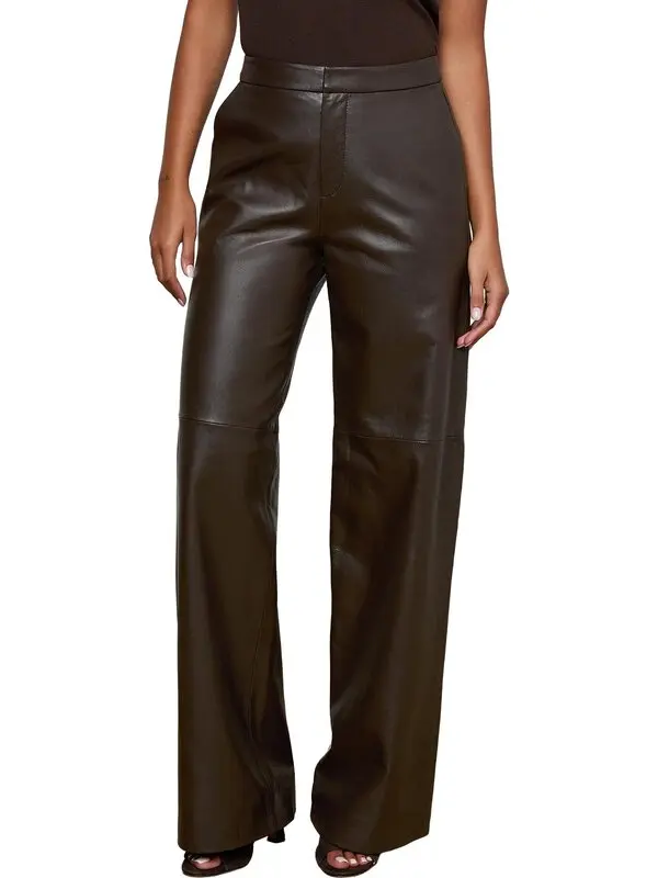 L'Agence Livvy Leather Trouser - Chocolate