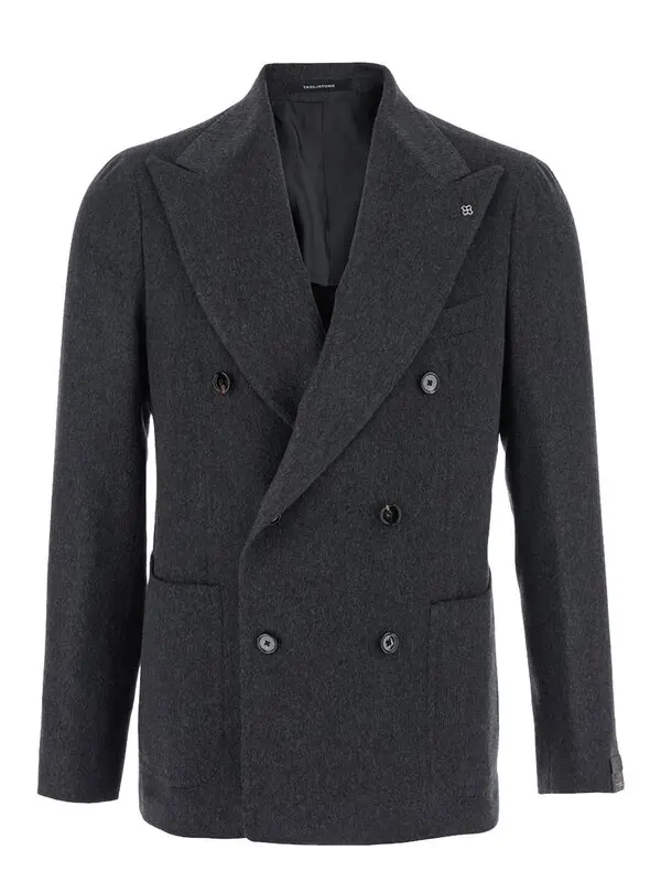 Tagliatore Double-breasted Wool-cashmere Peak Lapel Jacket - Grey