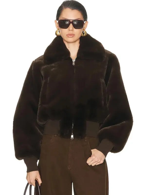 Ronny Kobo Clemence Faux Fur Jacket - Brown