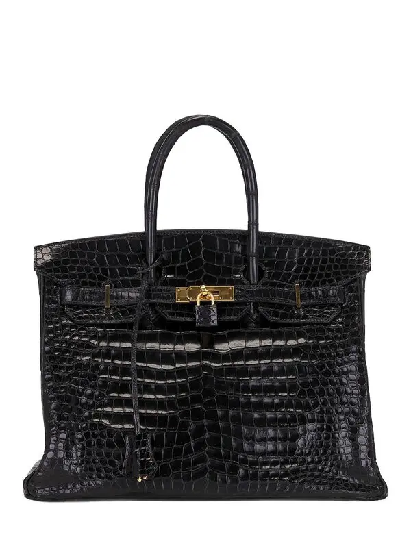 Hermès Shiny Porosus Crocodile Birkin 35 Handbag - Noir
