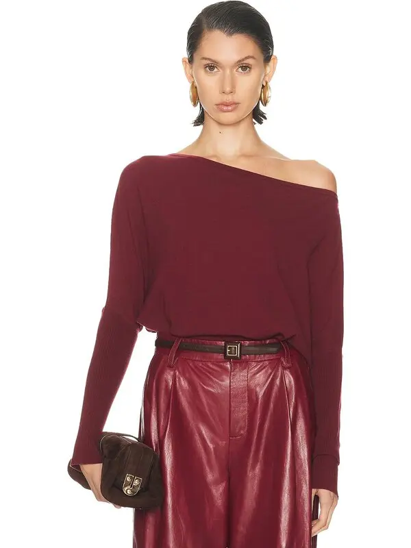 Simkhai Lavina Draped Off-shoulder Sweater - Cranberry