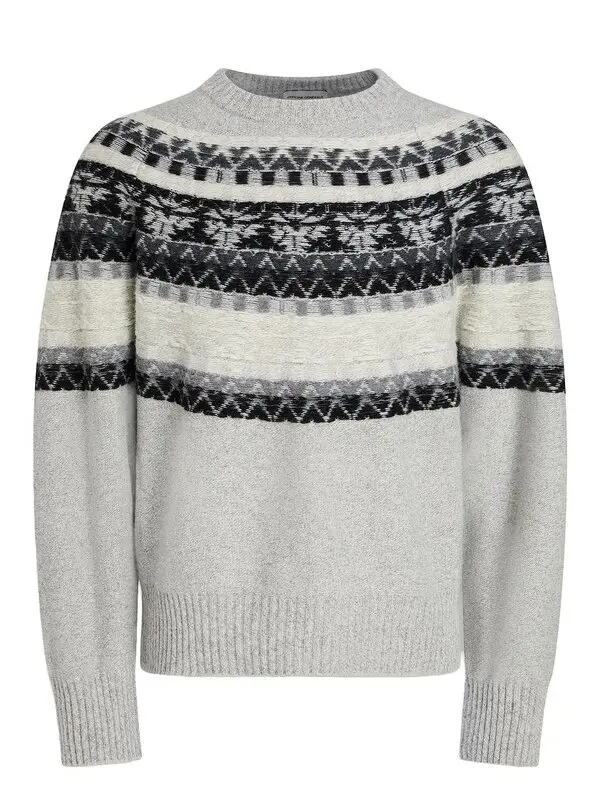 Officine Générale Fair Isle Merino Wool Sweater - Light Gray