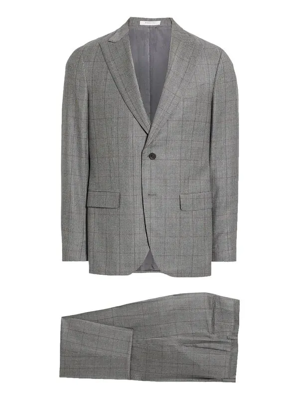 Boglioli Prince Of Wales Checked Wool Suit - Gray