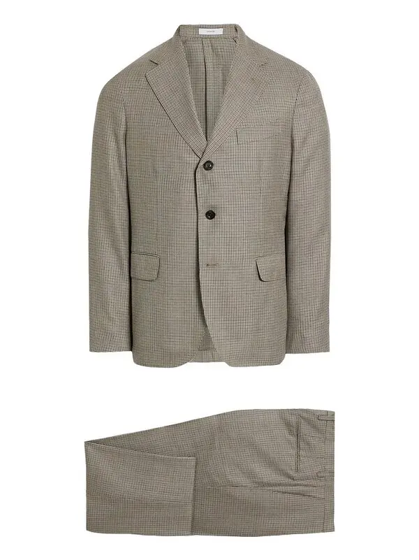 Boglioli Houndstooth Wool And Silkblend Suit - Mushroom