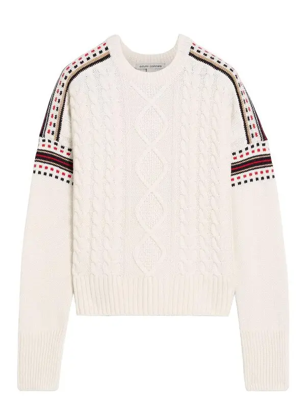 Autumn Cashmere Intarsia And Cable-knit Sweater - Ecru