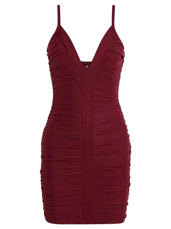 Herve Leger Andrea Ruched Mini Dress - Burgundy