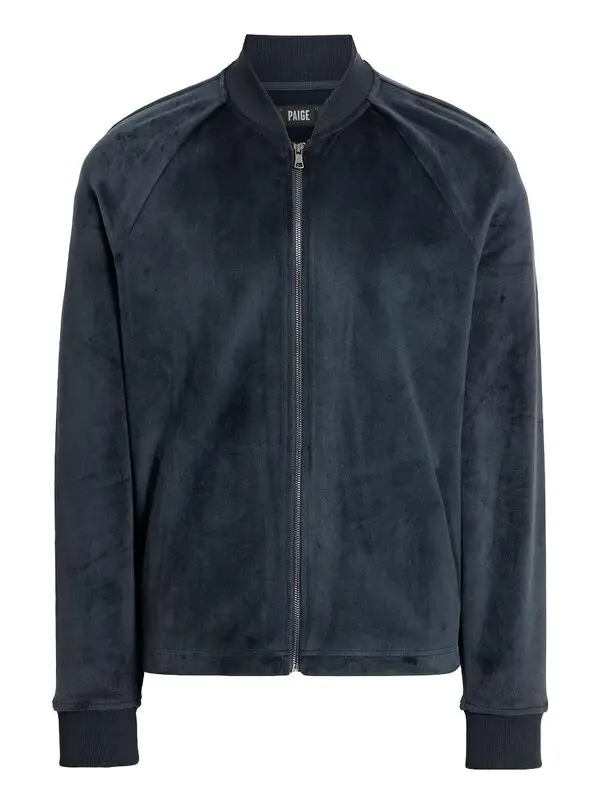 Paige Springer Velour Bomber Jacket - Midnight Blue