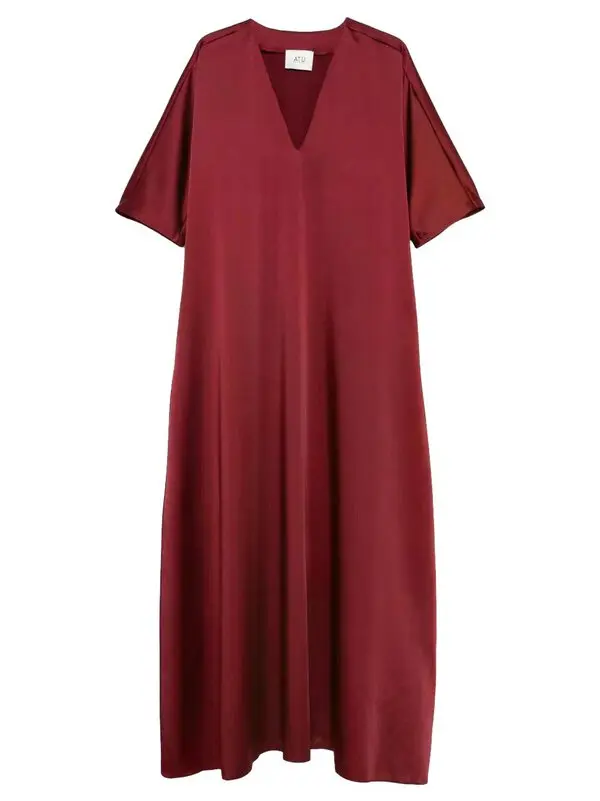 ATU BODY COUTURE Satin V-neck Maxi Dress - Red