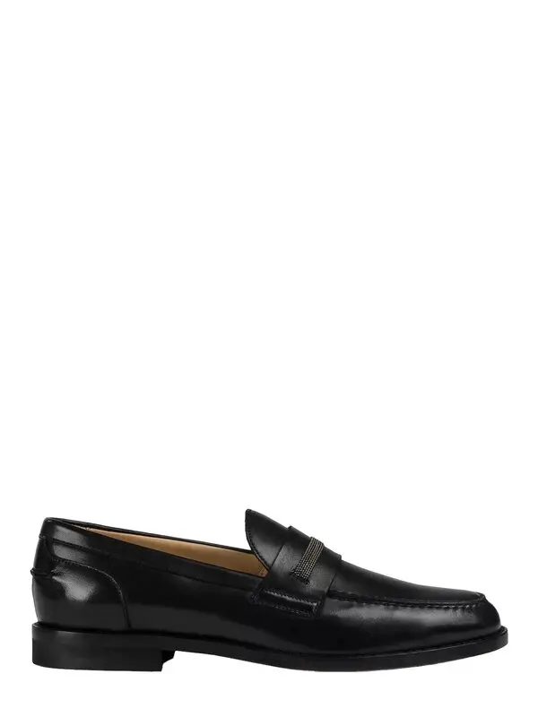 DOUCAL'S Stud-embellished Leather Loafers - Black