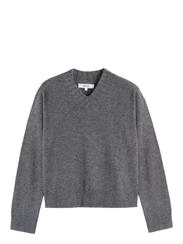Chinti & Parker Ribbed V-neck Sweater - Grey