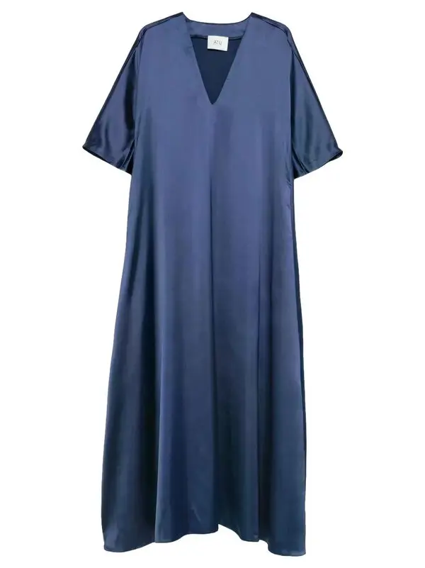 ATU BODY COUTURE Satin V-neck Maxi Dress - Blue