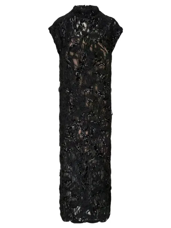 Brunello Cucinelli Sequin-embellished High-neck Dress - Black