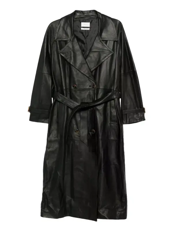 VICOLO Double-breasted Belted Coat - Black