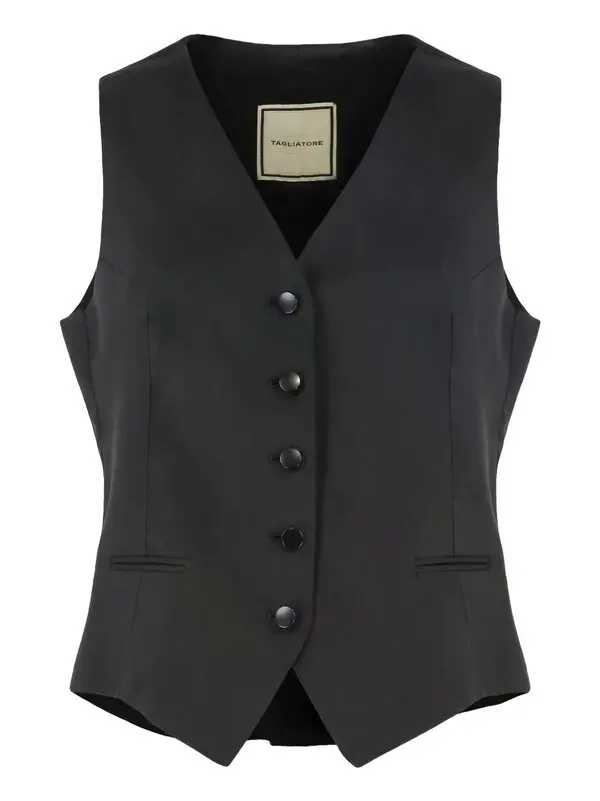 Tagliatore V-neck Waistcoat - Black