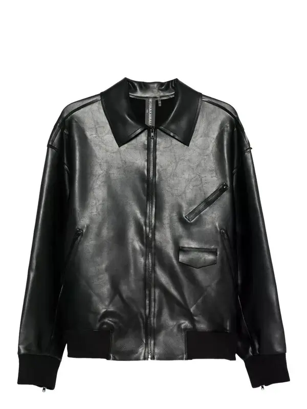 Norma Kamali Faux-leather Shirt Jacket - Black