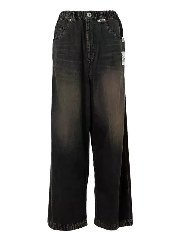 Mihara Yasuhiro Elasticated-waist Wide Leg Jeans - Black