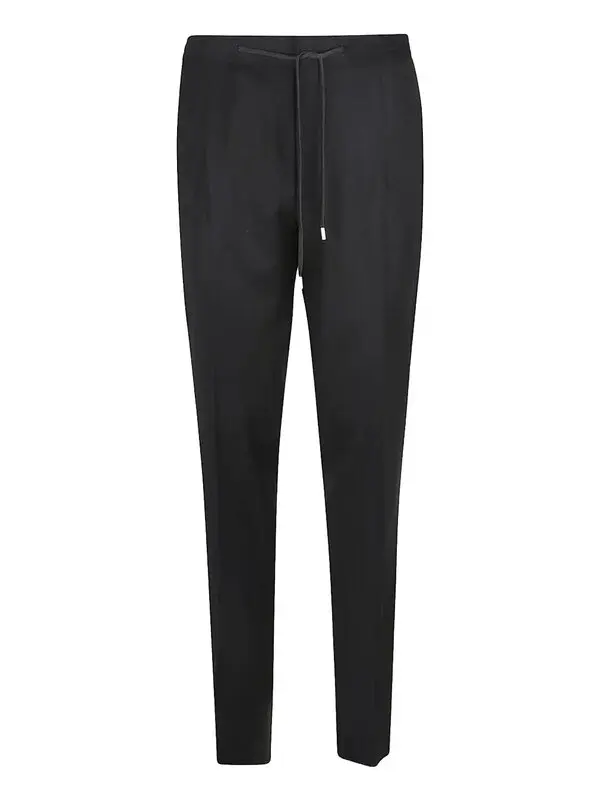 LARDINI Drawstring Pleated Trousers - Black