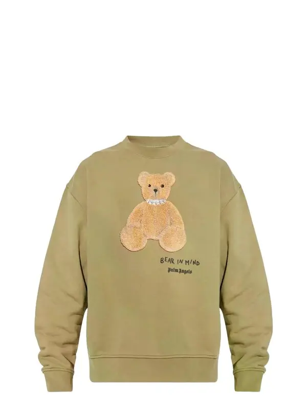 Palm Angels Teddy Appliqué Crew-neck Sweatshirt - Green