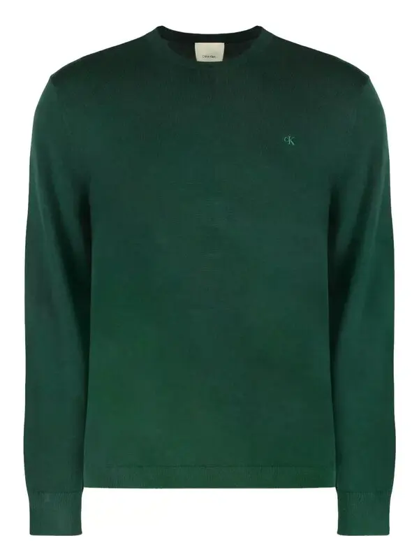 Calvin Klein Embroidered Crew-neck Sweater - Green