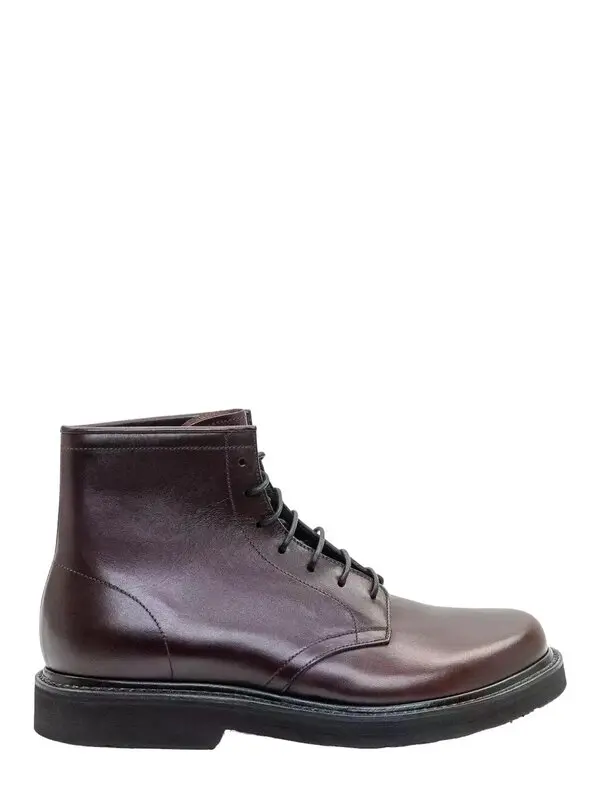 Premiata Topstitched Lace-up Boots - Brown