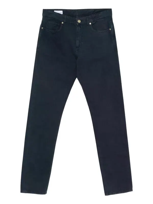 Incotex Trousers With Logo Appliqu - Blue
