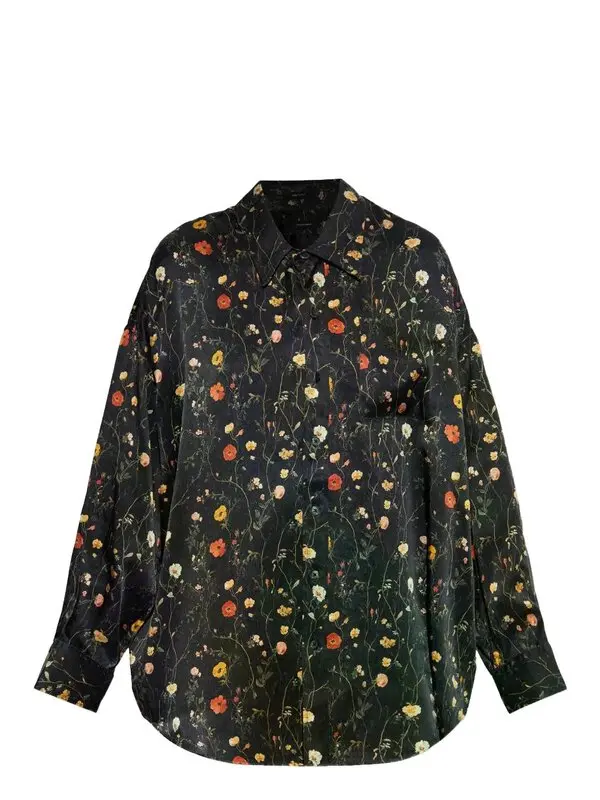 R13 Floral Print Shirt - Black