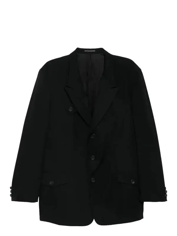 Yohji Yamamoto Wool Gabardine Blazer - Black