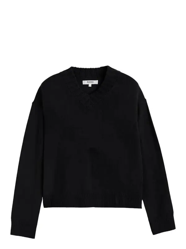 Chinti & Parker Ribbed V-neck Sweater - Black