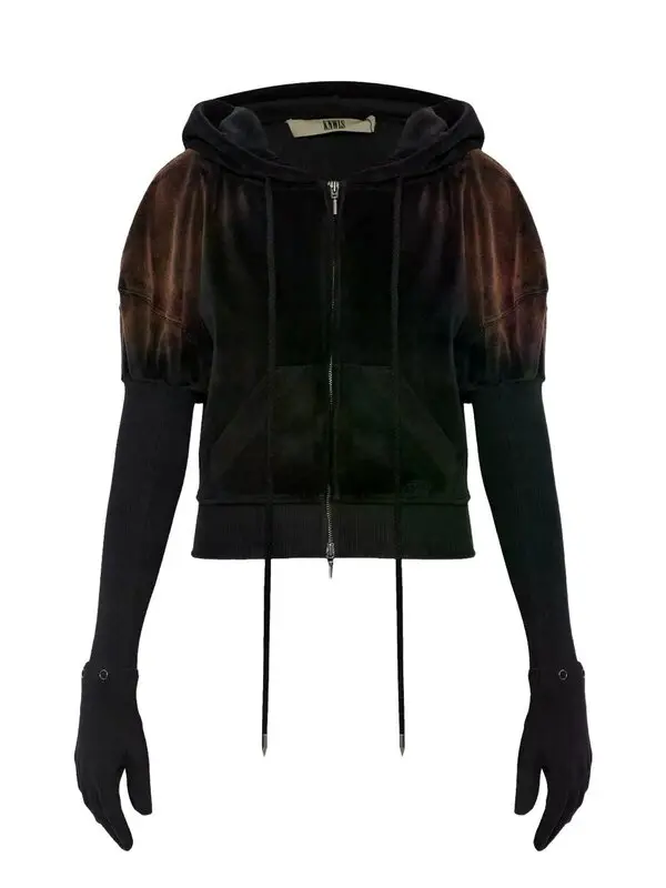 KNWLS Velvet Zip-up Hoodie - Brown