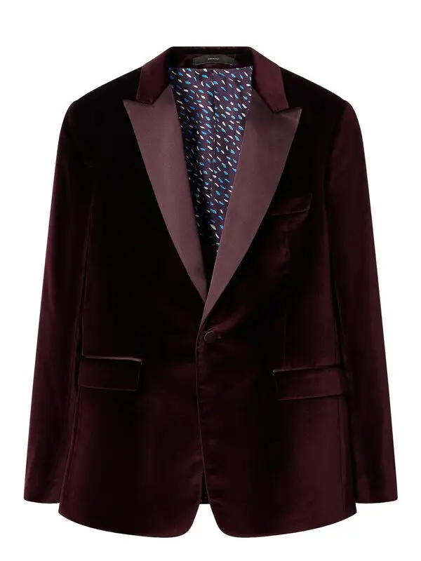 Paul Smith The Soho Tailo-fit Burgundy Velvet Evening Blazer - Red