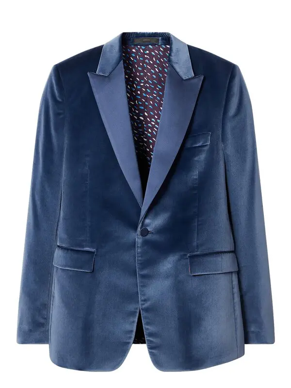 Paul Smith The Soho Tailored-fit Velvet Evening Blazer - Blue