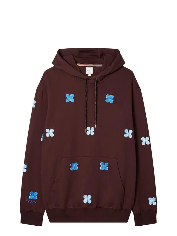 Paul Smith Floral Embroidered Cotton Hoodie - Red