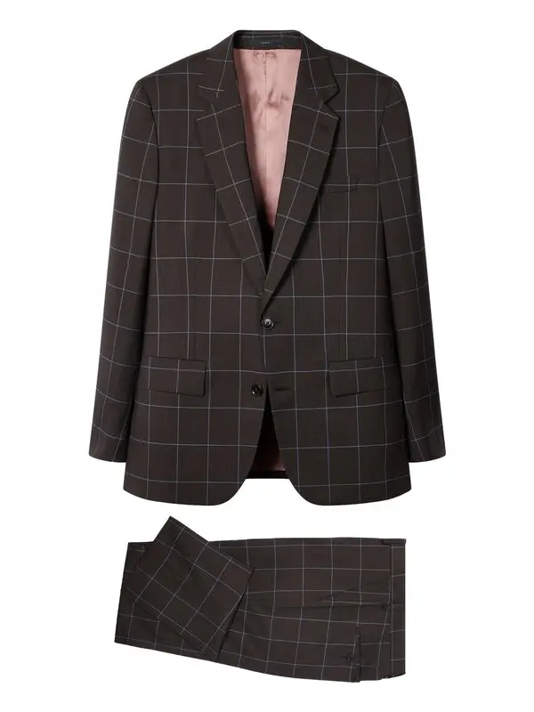 Paul Smith The Mayfair Charcoal Windowpane Check Wool-cashmere Suit - Brown