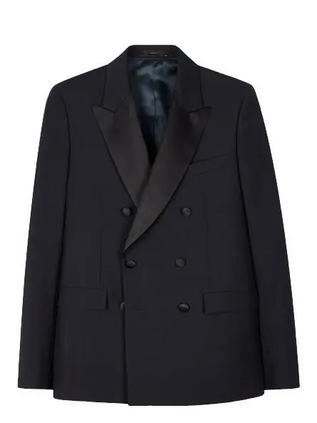 Paul Smith Dark Navy Wool-mohair Double-breasted Evening Blazer - Blue