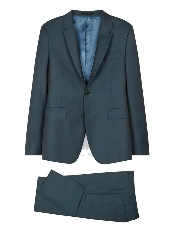 Paul Smith The Kensington Slim-fit Dark Petrol Sharkskin Wool Suit - Blue
