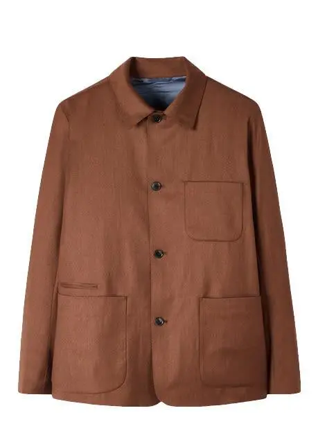 Paul Smith Wool-cashmere Flannel Work Jacket - Brown