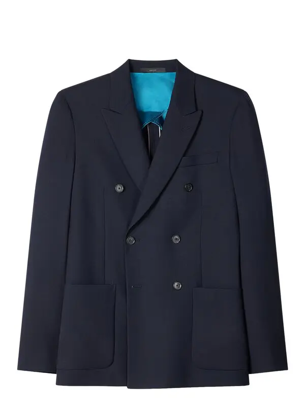 Paul Smith Tailored-fit Navy 'suit To Travel In' Double-breasted Blazer - Blue