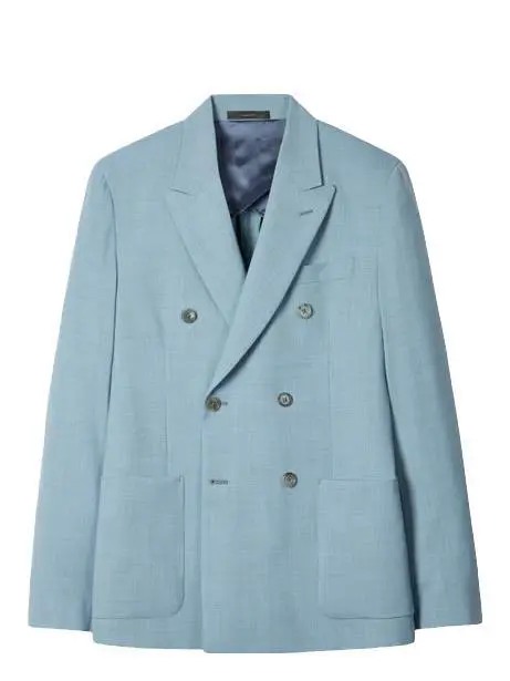 Paul Smith Tailored-fit Light Overdyed Marl Wool Double-breasted Blazer - Blue