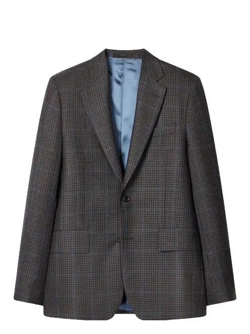 Paul Smith The Brierley Navy And Grey Check Wool Blazer - Blue