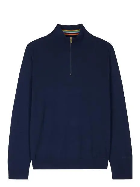 Paul Smith Merino Wool Half-zip Sweater - Blue